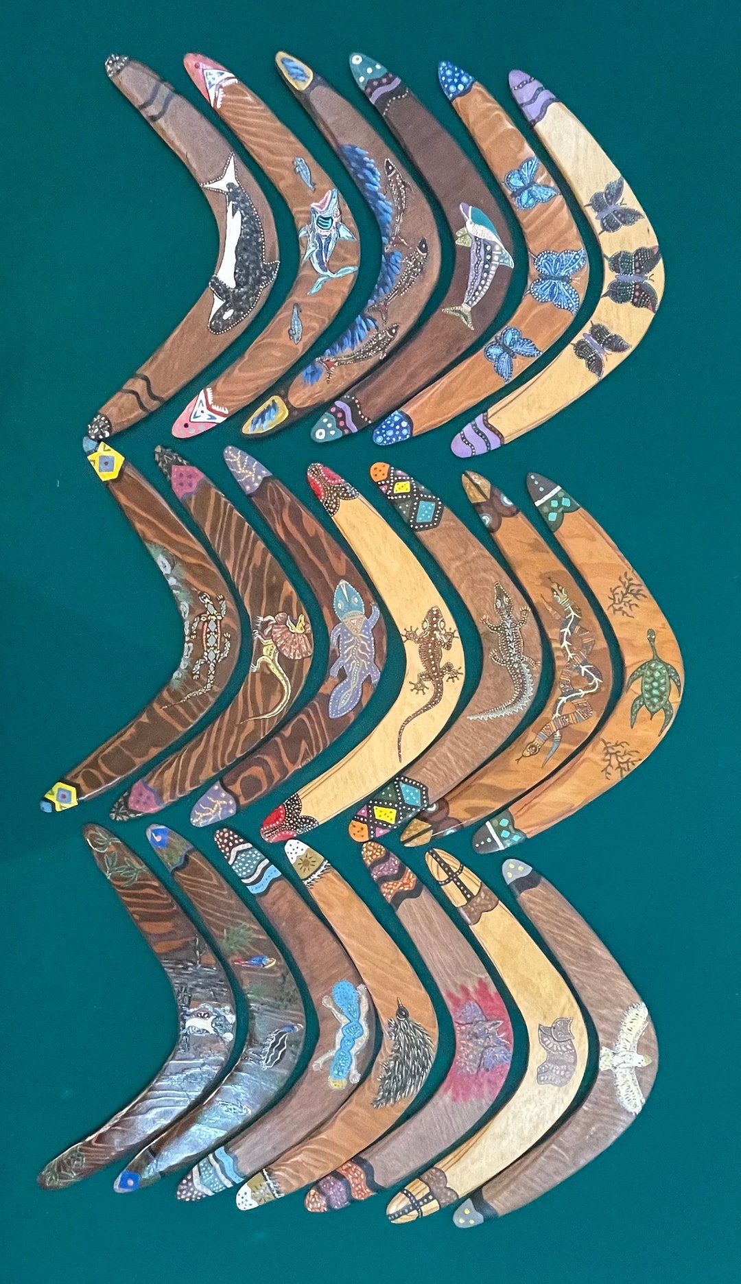 Boomerang -- Hand Painted -- Aboriginal Styled Artwork - Wooden - Etsy