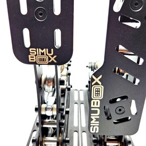 SIMUBOX Black Load Cell Pedals Set Stainless Steel 2 Hydraulic Dampers ...
