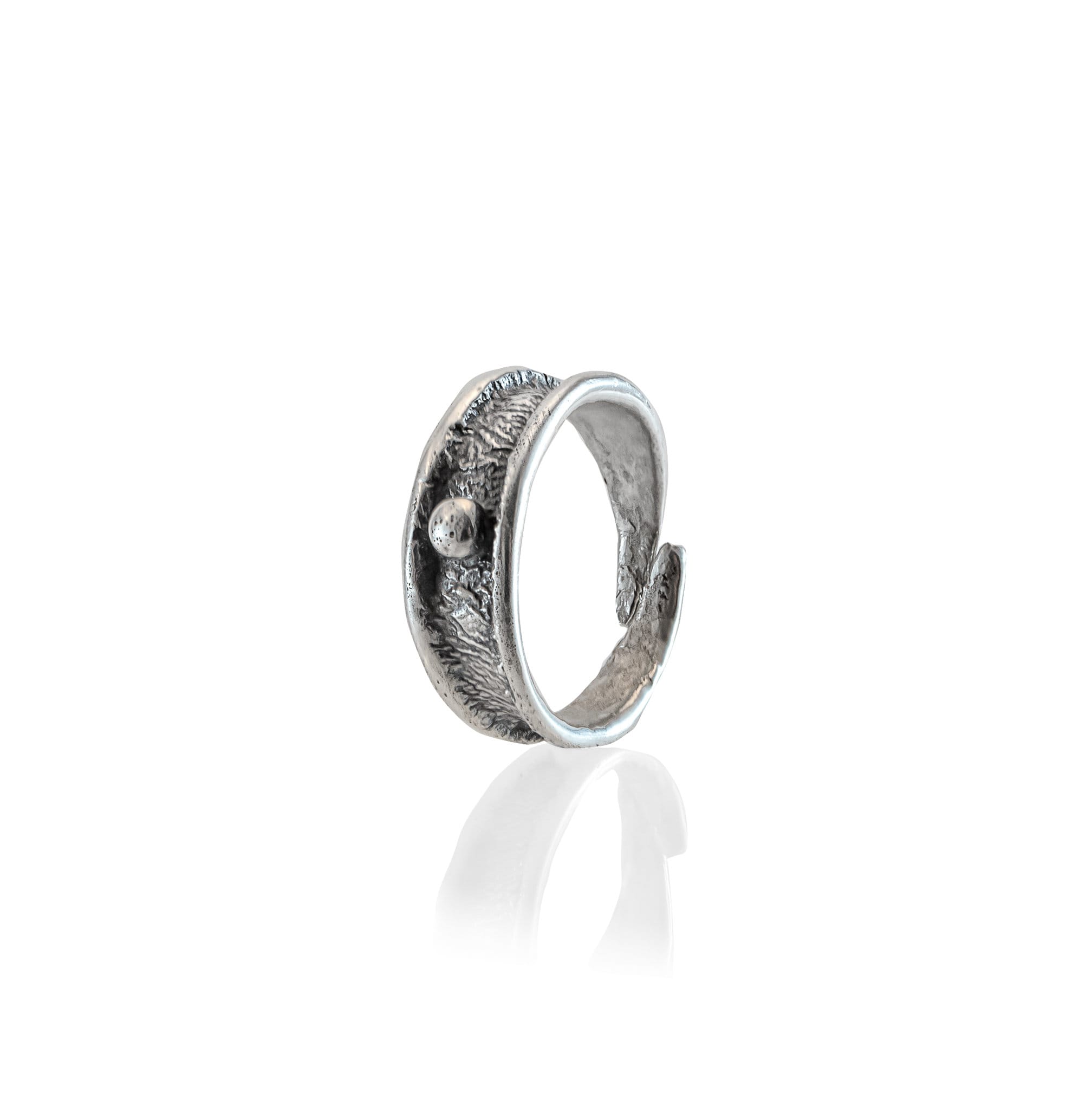 Βurnt Metal Silver.silver Ball Ring.raw Silver Ring . 925 Sterling ...