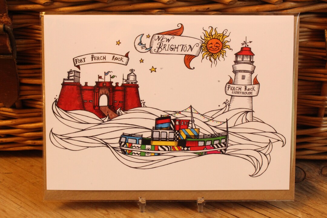 Welcome to New Brighton! Original Illustration Greetings Card Quality ...