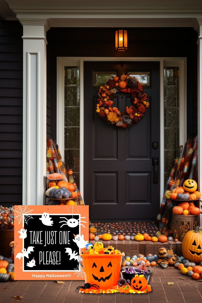 Halloween Sign Printable - Take Just One - Take Only One - Halloween ...
