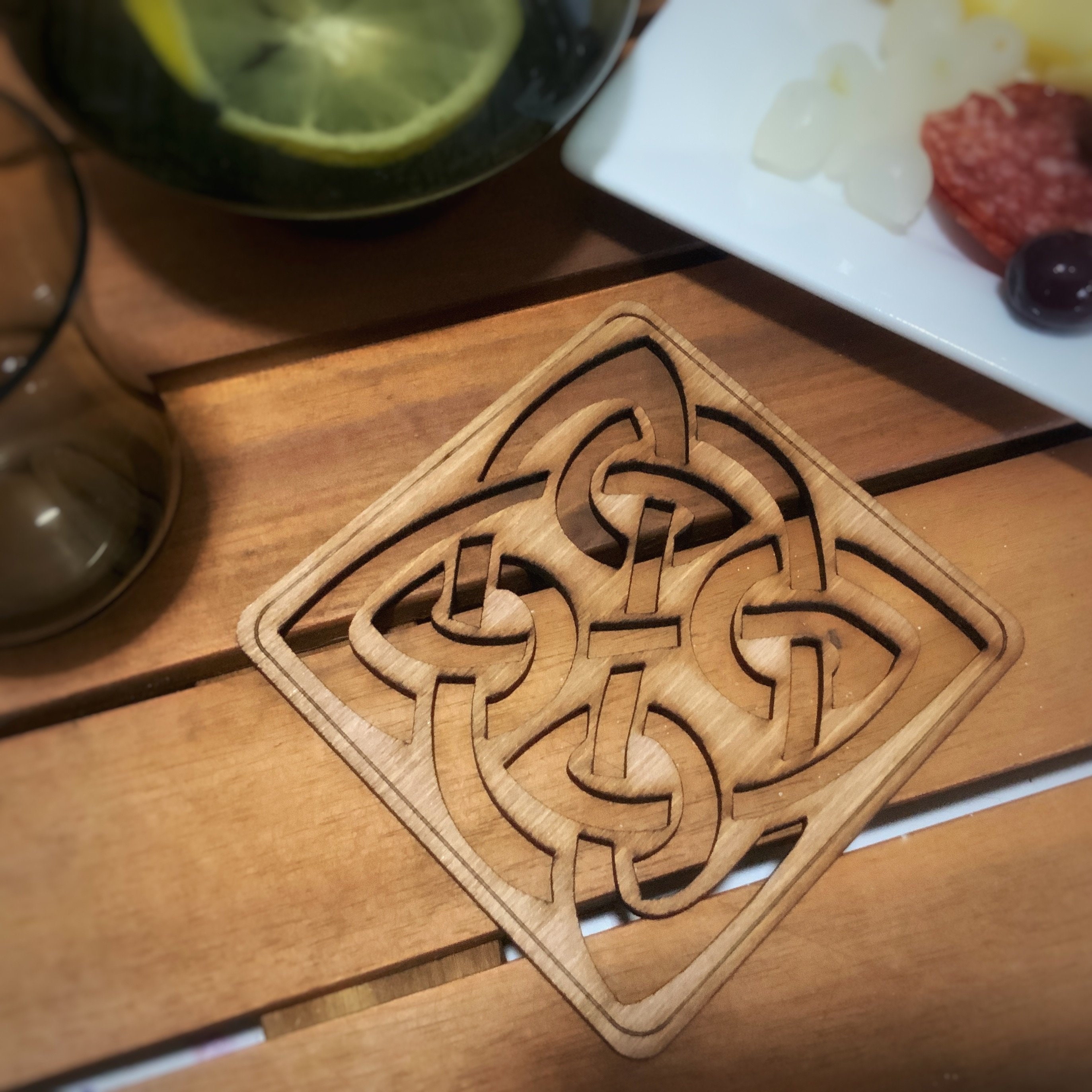 Wooden Coaster Set Celtic Quaternary | Etsy