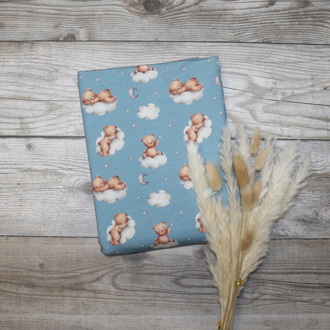 French Terry Summer Sweat Dream Bear Denim Blue With Clouds Mix Sweet ...