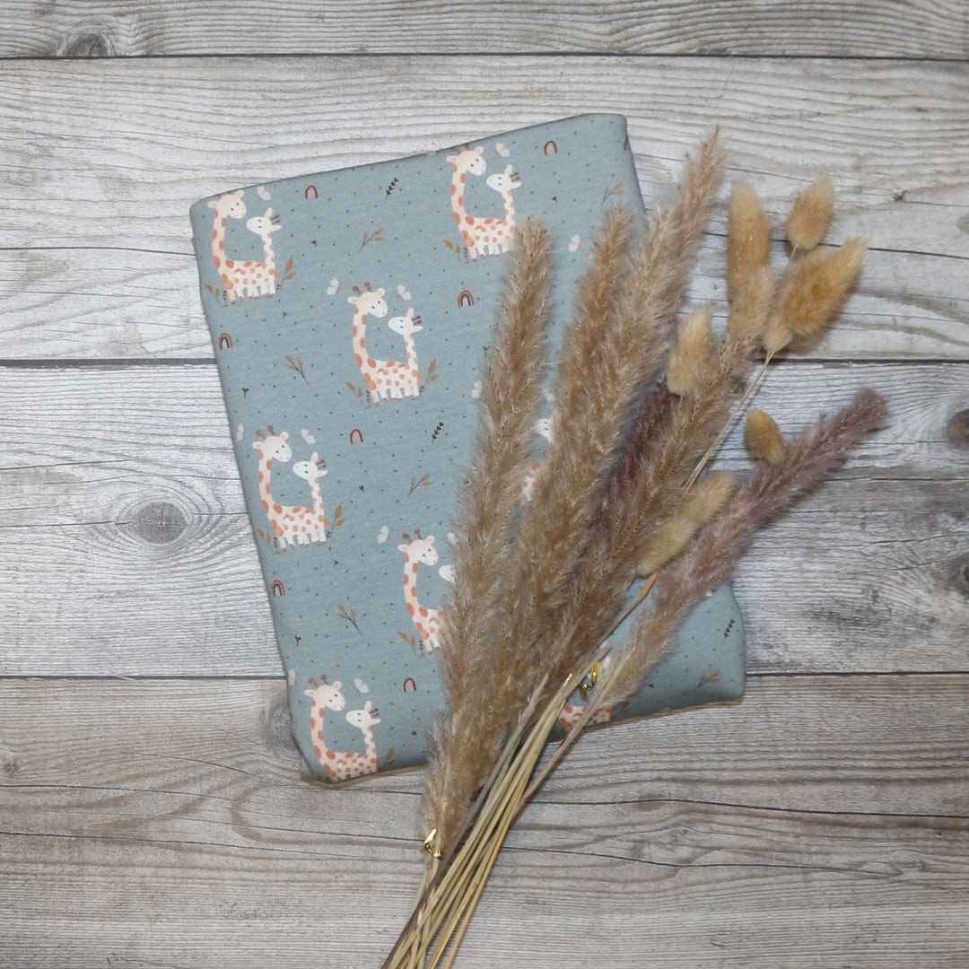 French Terry Mother Child Giraffe With Rainbow Mint Green Summer Sweat ...