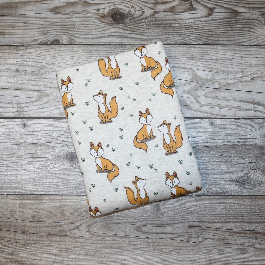 Alpine Fleece Digital Print Cuddly Soft Baby Fox With Hearts Beige ...