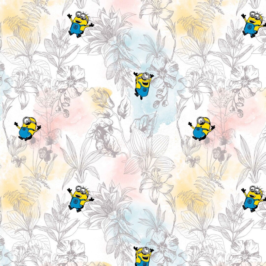 French Terry Summer Sweat Minions Floral Off-white Maraki Licensed ...