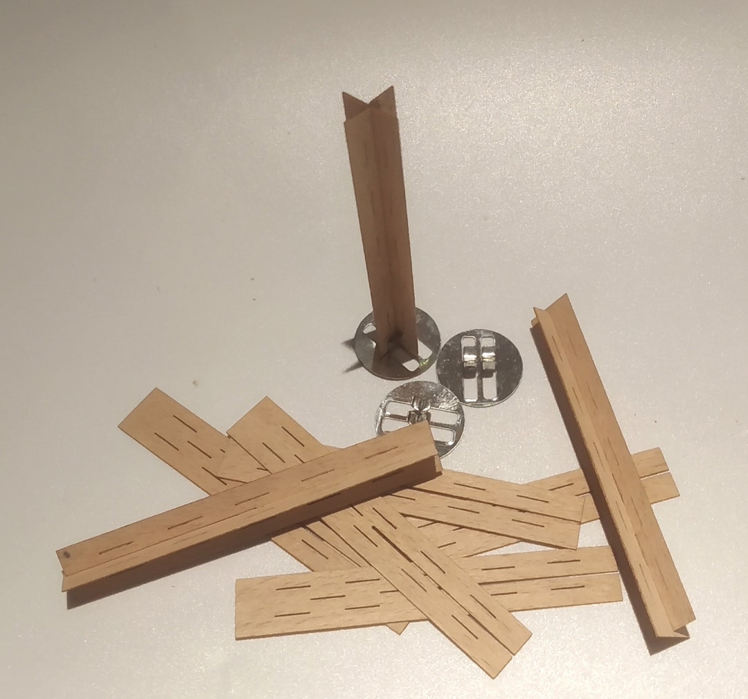 12 Cross Wooden Wicks With Cuts & 12 Steel Bottom Thickness of Wick: 0 ...