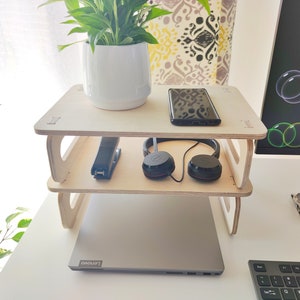Dual Monitor Stand Riser (set of Two). Wooden Desk Organizer. Wood ...