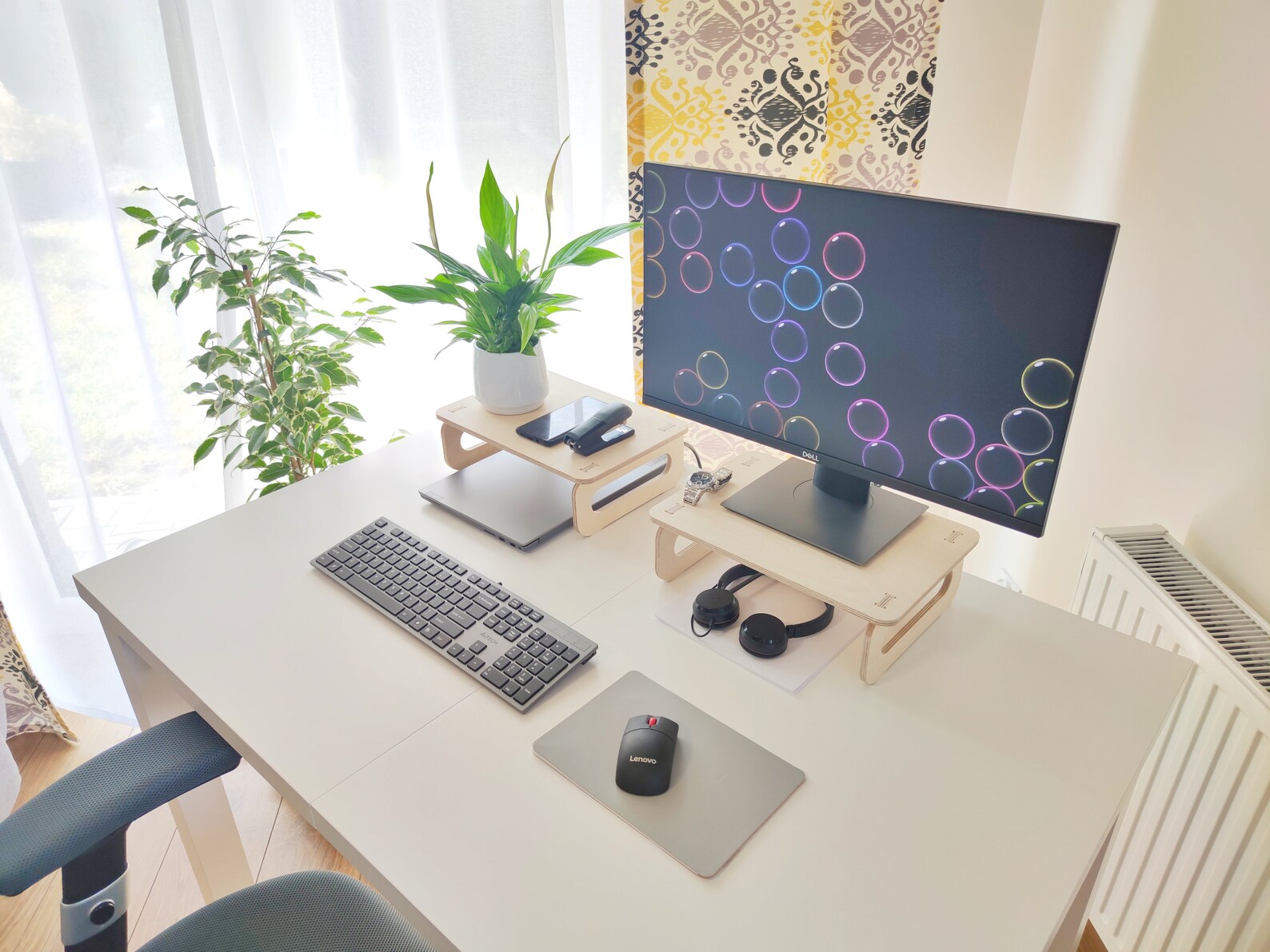 Dual Printer Stand. Wood Monitor Stand. Computer Screen Riser, Desk ...