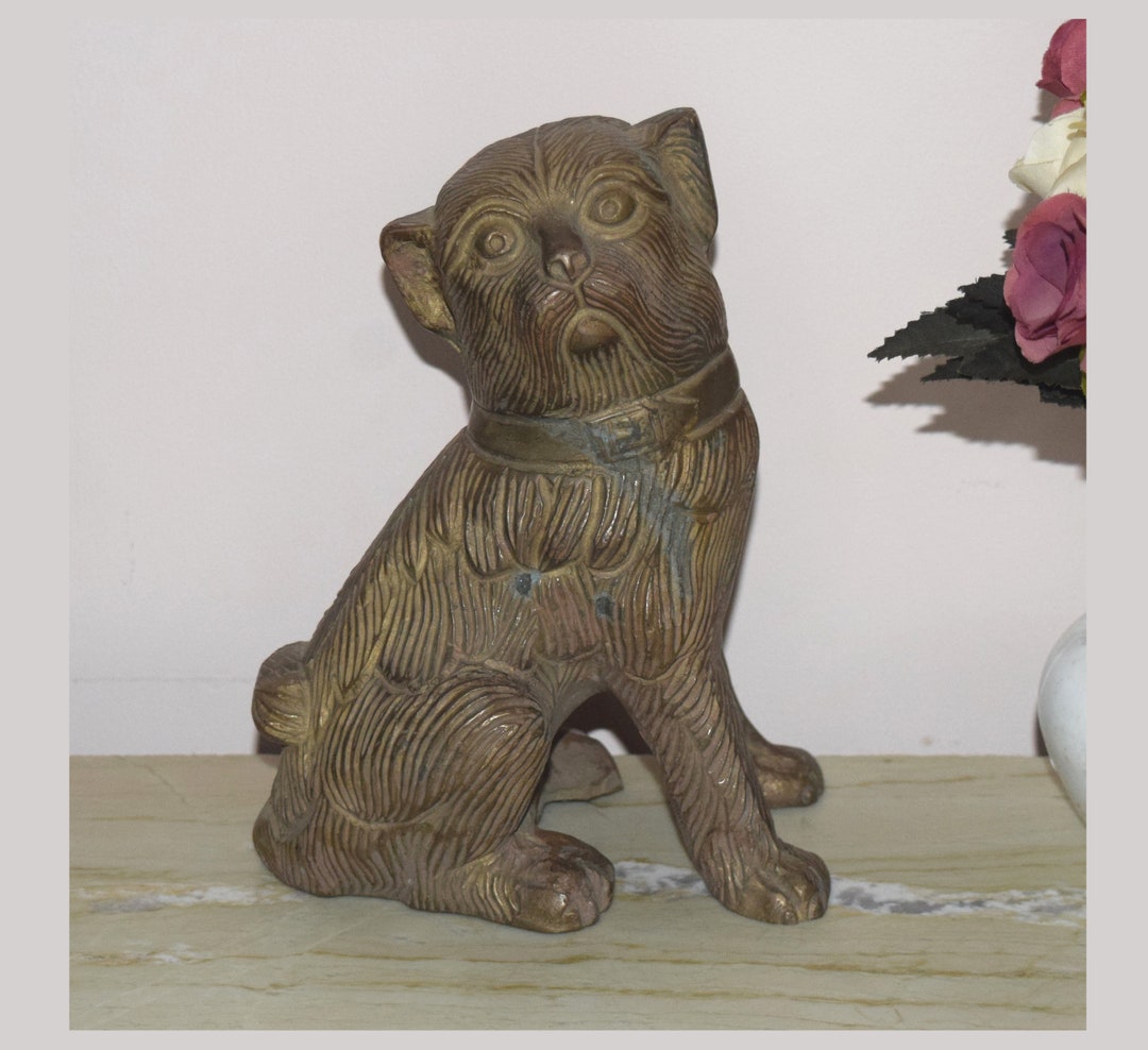 Bulldog Puppy Antique Statue | Brass Starving Pug Domestic Model Statue ...