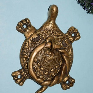Brass Sea Turtle Door Knocker 6'' Inches Door Hanger Nautical Amphibian ...
