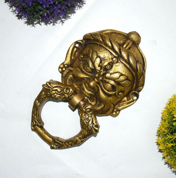 Tribal Mask Knocker Brass Devil Face With Three Eyes Scary - Etsy