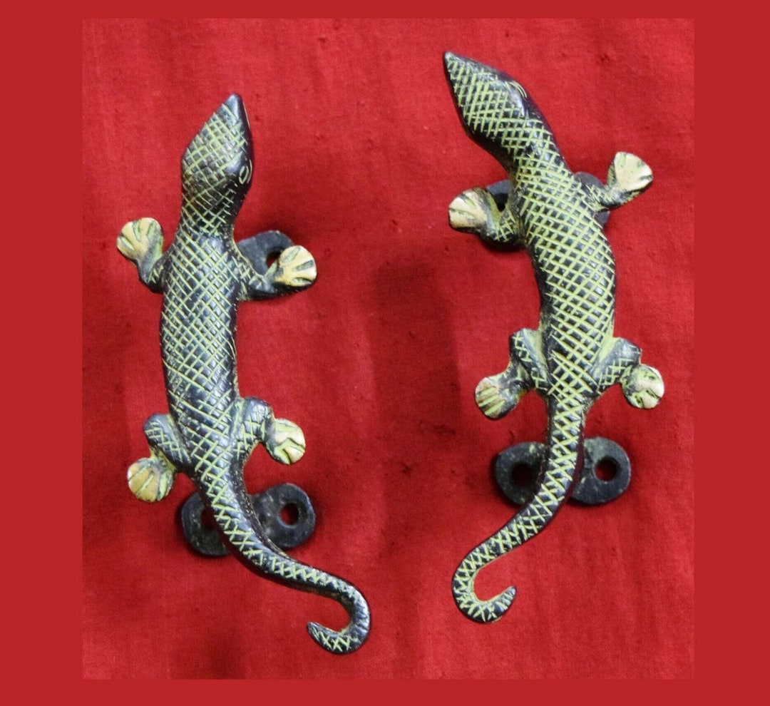 Lizard Door Handle Pair Cabinet Drawer Pull Reptiles Theme Room Decor ...
