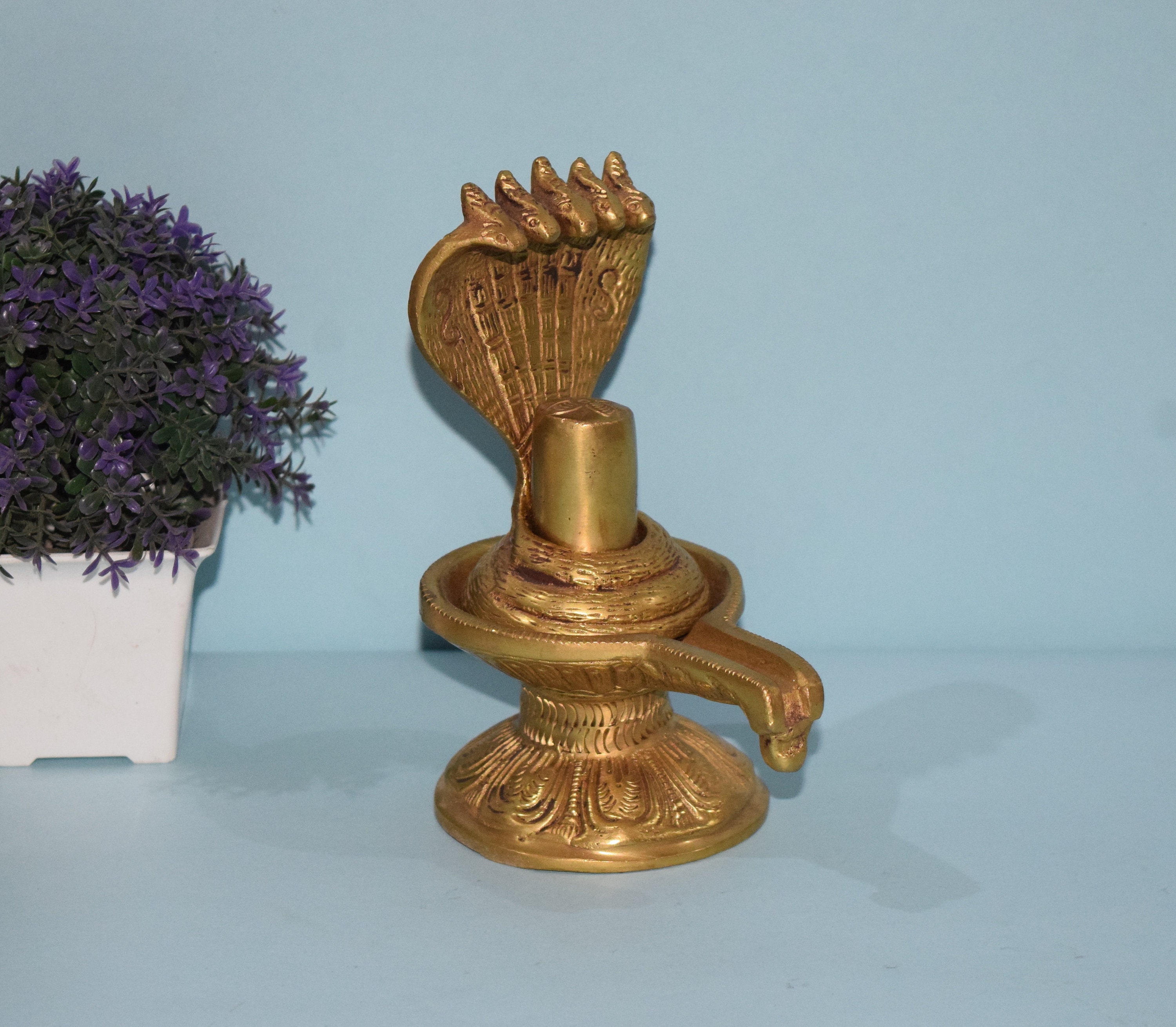 Brass Detachable Shivling With Yoni and Naga | 6'' Inches Shiva Lingam ...