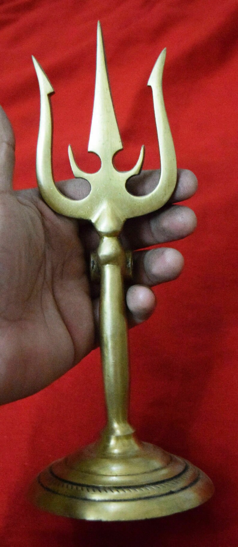 9.5 Inches Shiva Trishul Brass Mahadev Trident Temple - Etsy