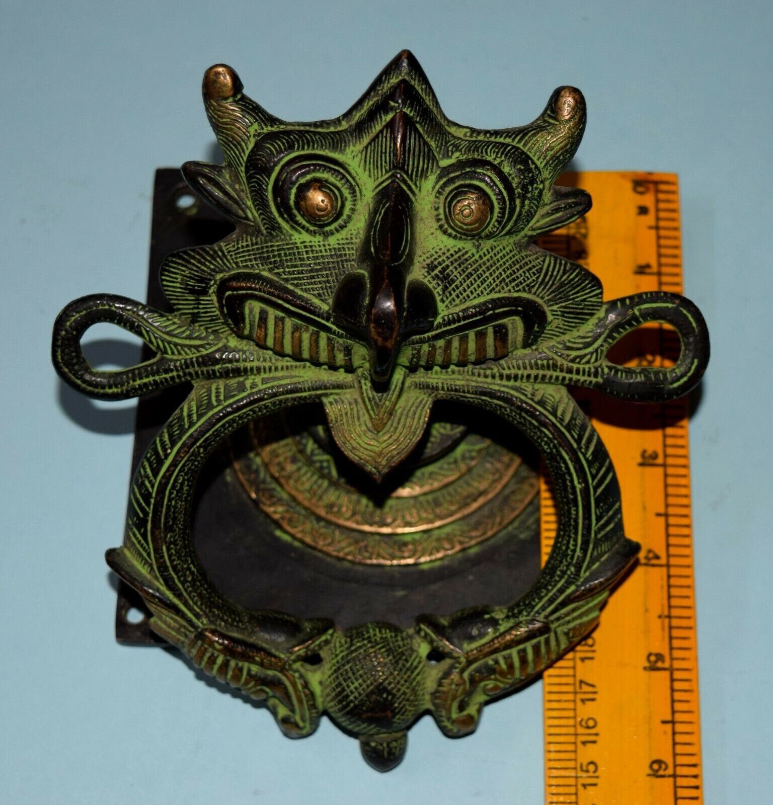 Mythical Creature Lion Face Door Knocker Brass Devil Mouth - Etsy