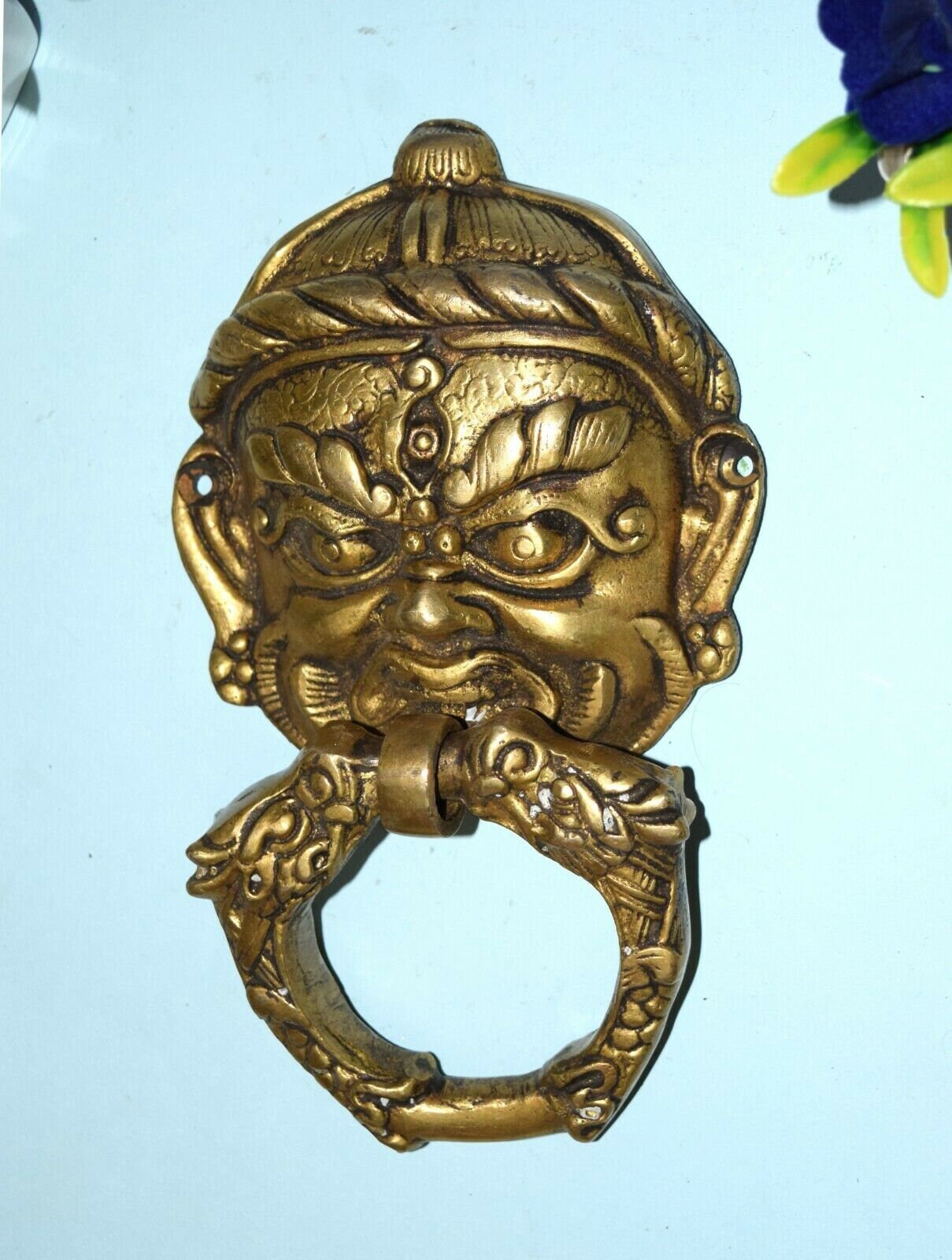 Tribal Mask Knocker | Brass Devil Face With Three Eyes | Scary Door ...