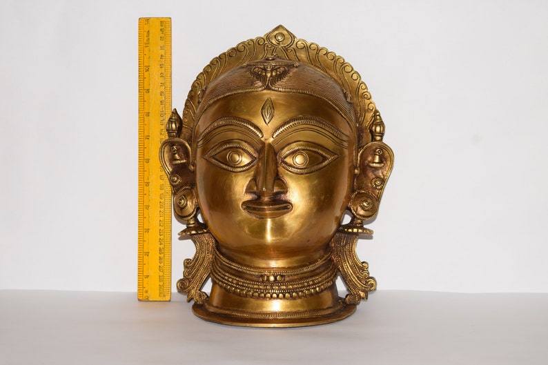 Brass Gauri Head | Indian Goddess Gauri Paravati Head | 12" Inches in ...