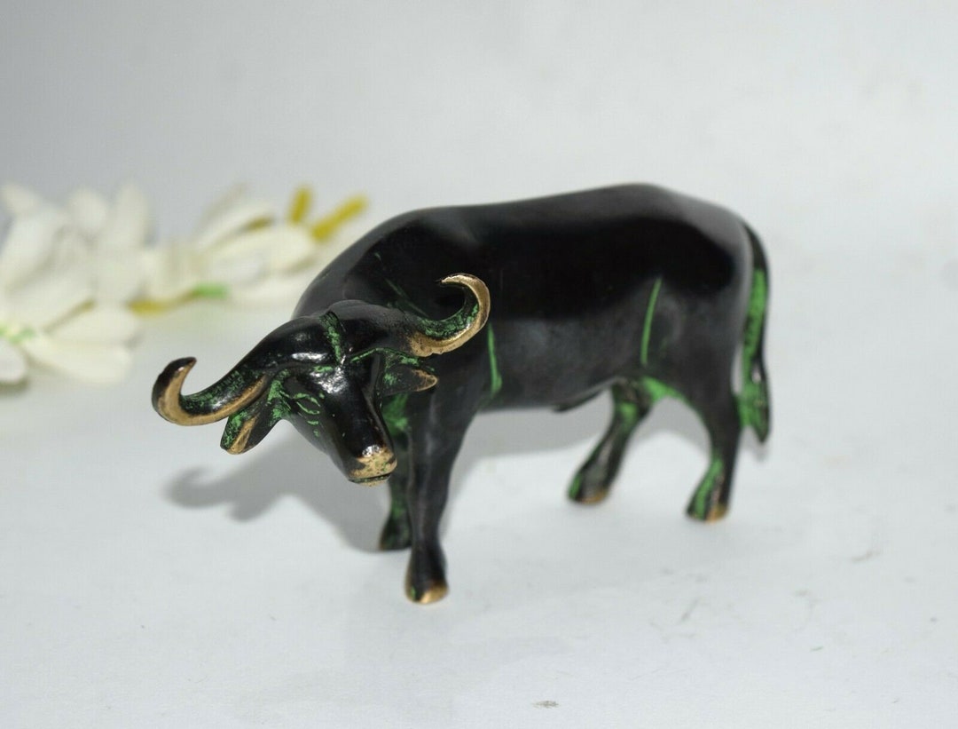 Village Buffalo Statue | Brass Animal Bull Suclpture | Living Room ...