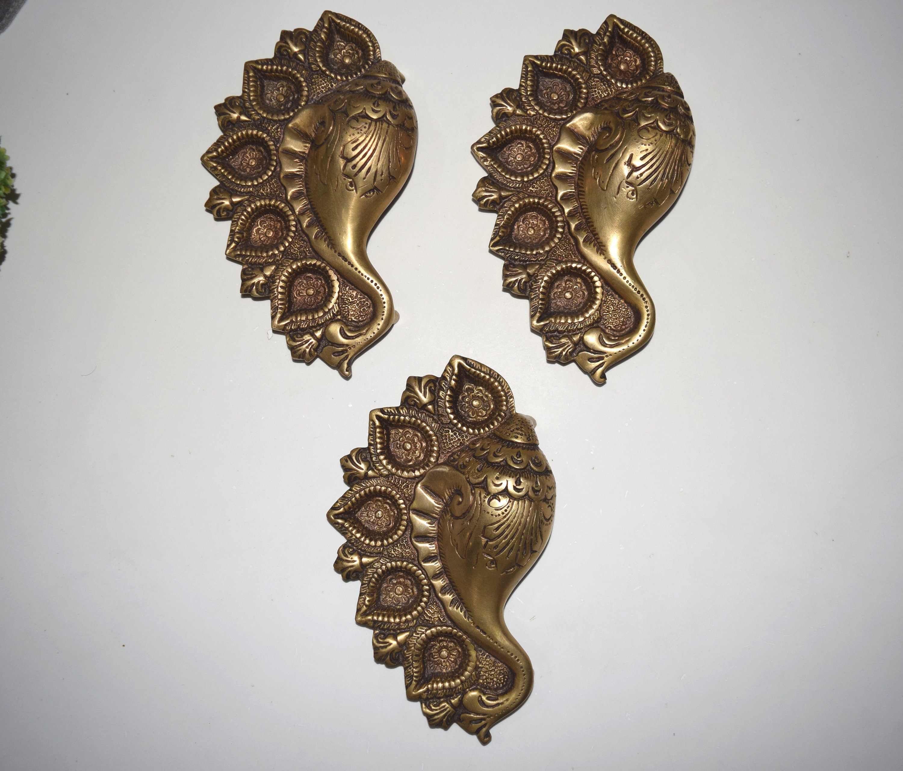 Multi Faced Ganesha Oil Wick Diya Set of 03 Pieces Pagla - Etsy UK