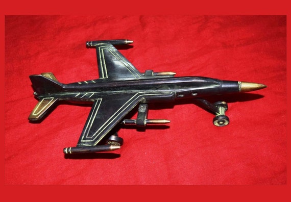 Brass Fighter Jet Statue Military Plane Shaped Table | Etsy