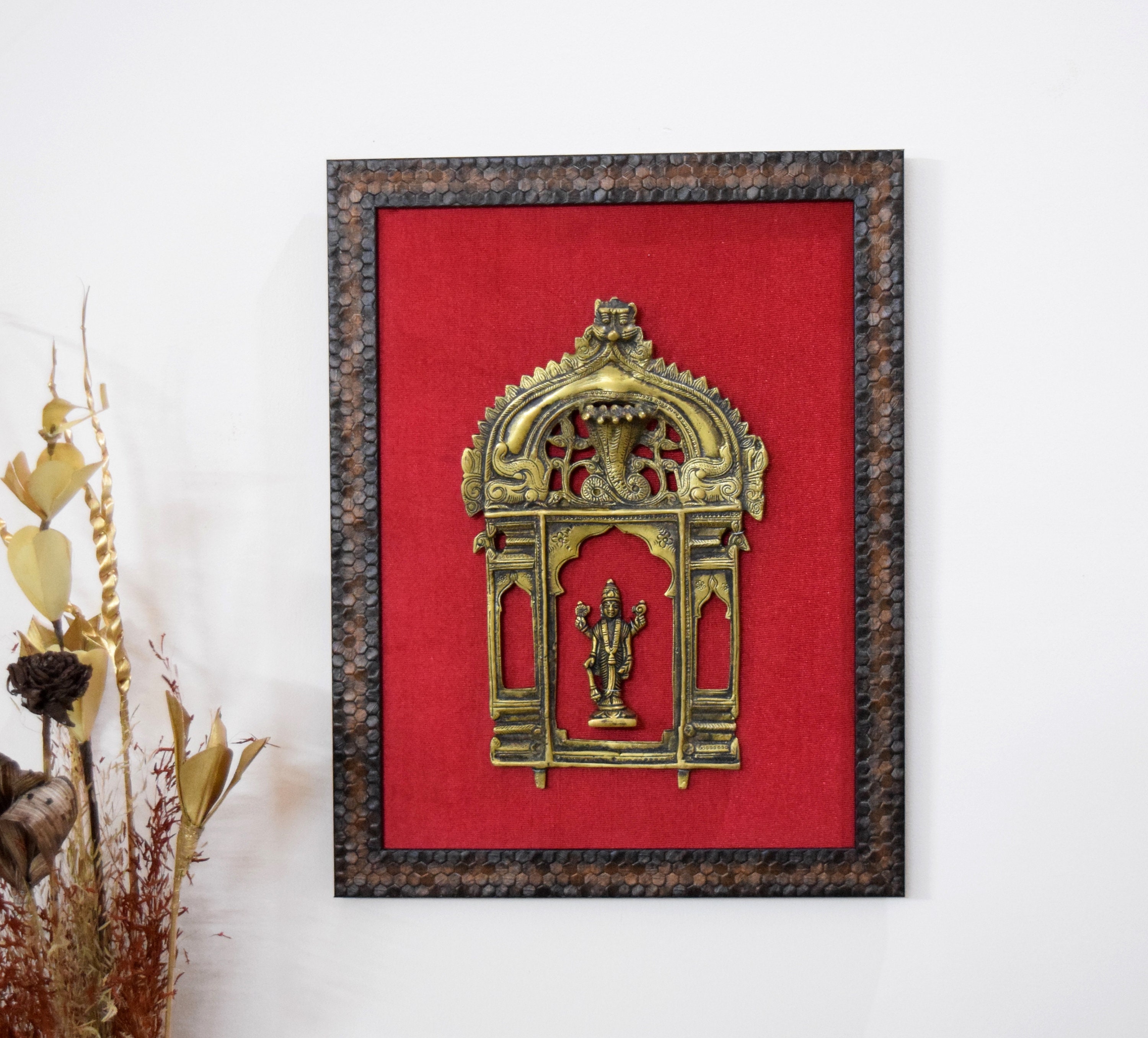 Brass God Vishnu Snake Prabhavali Frame 15.5'' Inches Wall Hanging Lord ...
