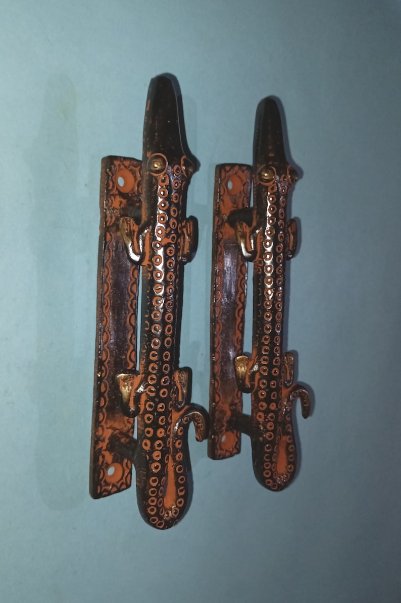 Aggressive Alligator Design Gate Pull Set Brass Crocodile - Etsy