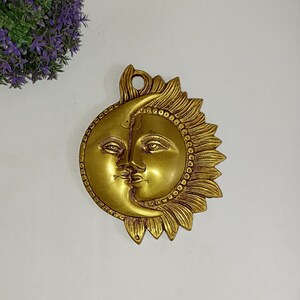 Sun Moon Face Wall Hanging Art Decor | Brass Mythical Theme Wall Office ...