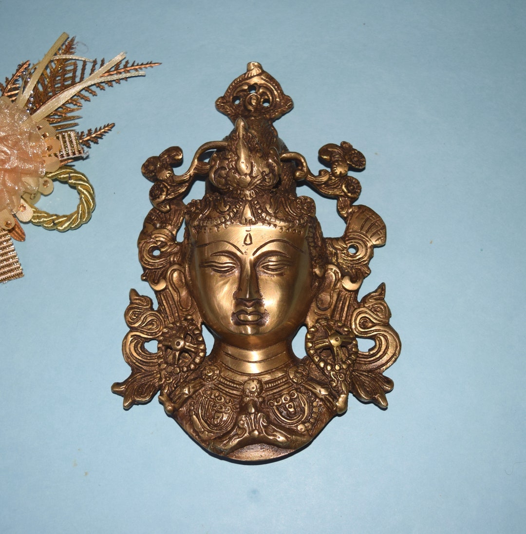 8'' Inches Tara Devi Mask Wall Décor Statue Gauri Head | Gorgeous Brass ...