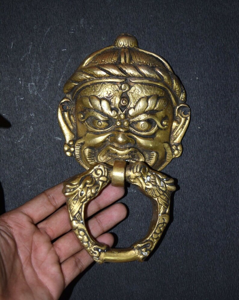 Tribal Mask Knocker Brass Devil Face With Three Eyes Scary - Etsy