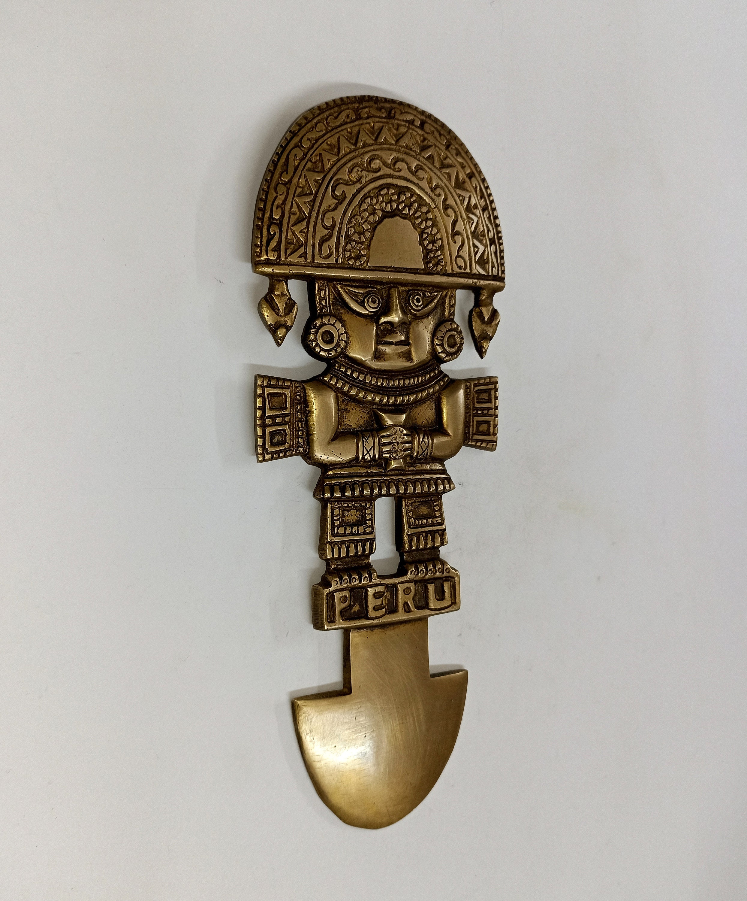 Good Luck Tumi Peru God Wall Mount Decor | Brass Totem Deity Inspired ...