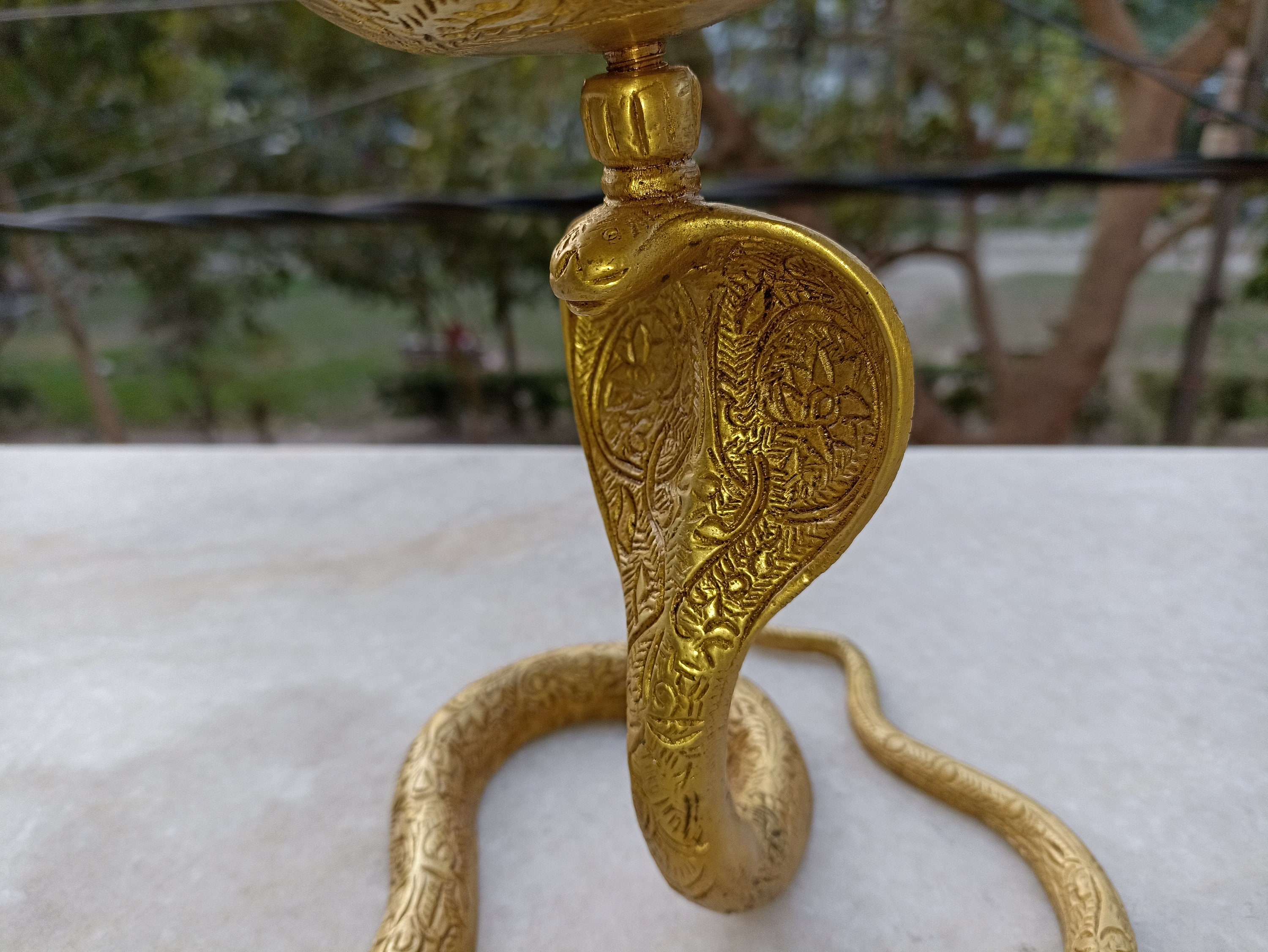 Reptile Serpent Idol Oil Lamp Brass Python Snake Statue Diya Lamp ...