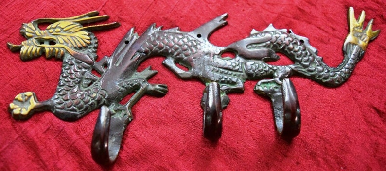 Red Dragon Shape Vintage Style Hanger Brass Fire Monster - Etsy