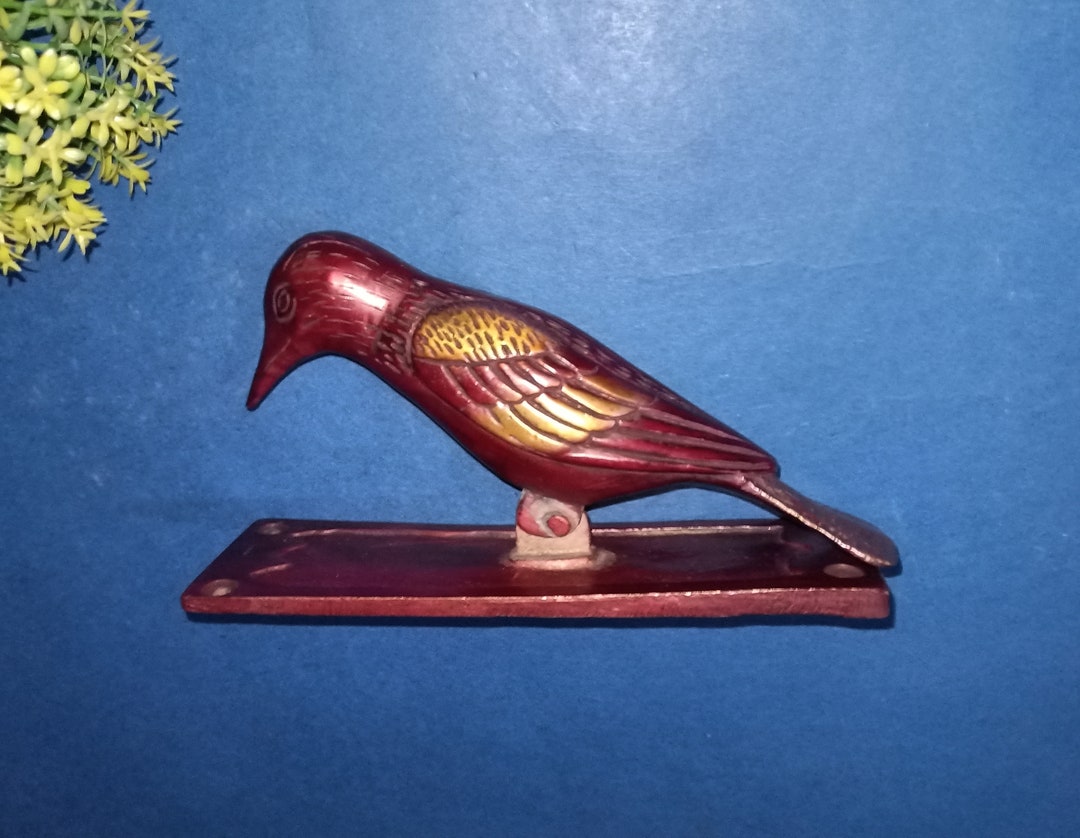 Brass Sparrow Unique Door Knocker | Brass Woodpecker Entry Door Bell ...