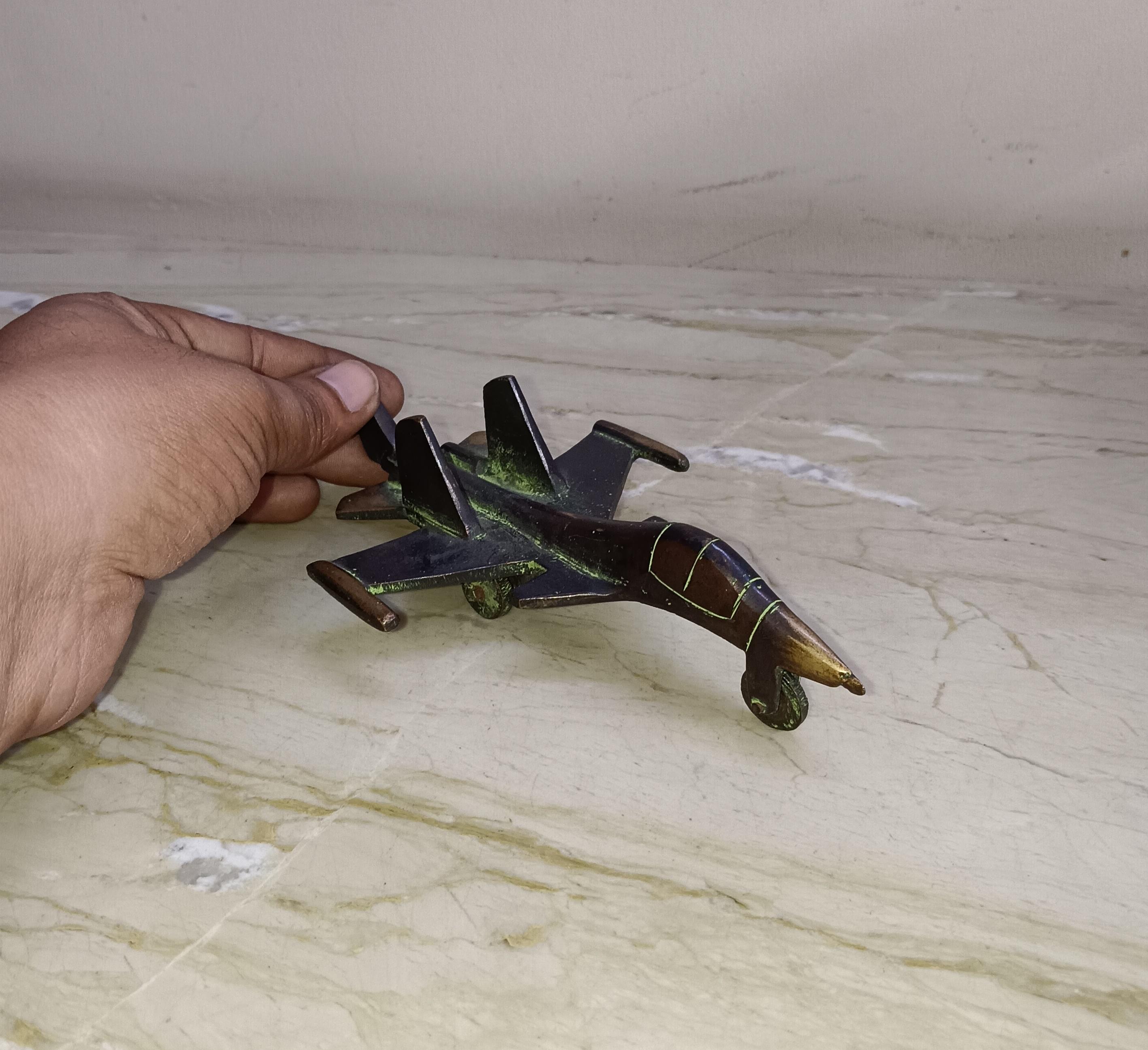 Brass Fighter Jet Statue | Military Plane Shaped Table Showpiece Statue ...