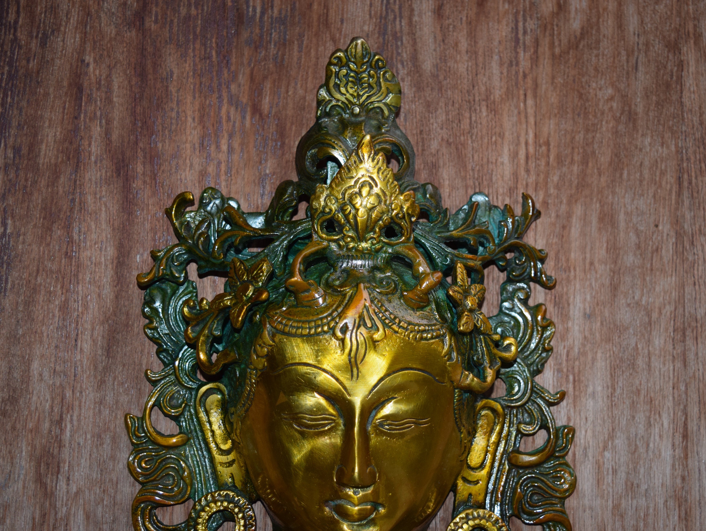 11'' Inches Tara Devi Wall Hanging Buddhist Deity | Brass Gauri Face ...