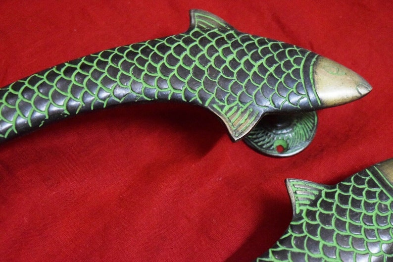 Nautical Brass Fish Door Handle Fish Shape Unique Design | Etsy