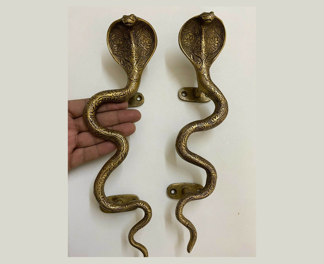 11.5'' Inches Cobra Snake Door Handle | Engraving Design Snake Door ...