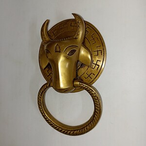 Brass Nandi Deity Face Door Knocker | Cattle Cow Design Home Door Bell ...