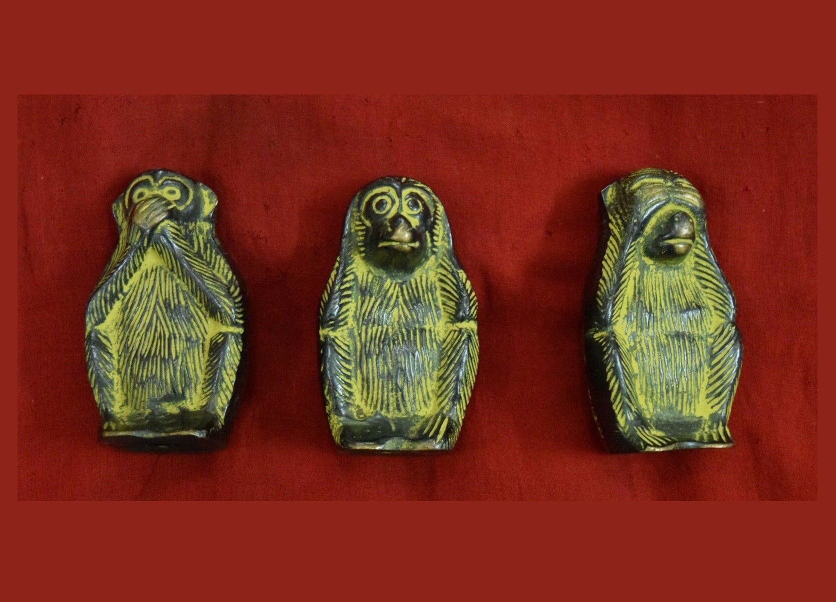 Three Monkeys Sign of Peace Sculpture Brass Mahatma Gandhi Monkeys ...