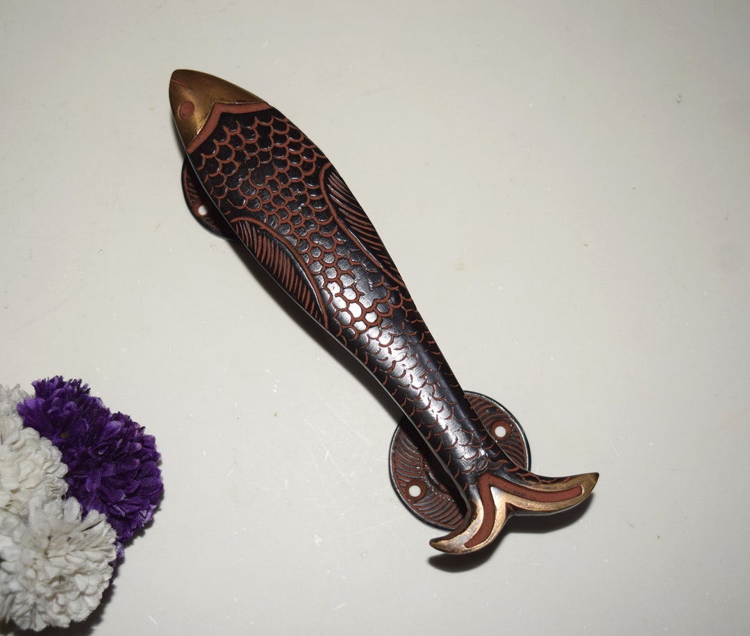 Fish Design Handle Nautical Theme | Brass Fish Design Door Pull ...