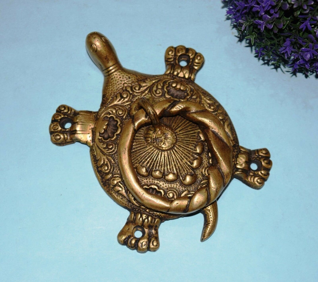 Brass Sea Turtle Door Knocker | 6'' Inches Door Hanger | Nautical ...