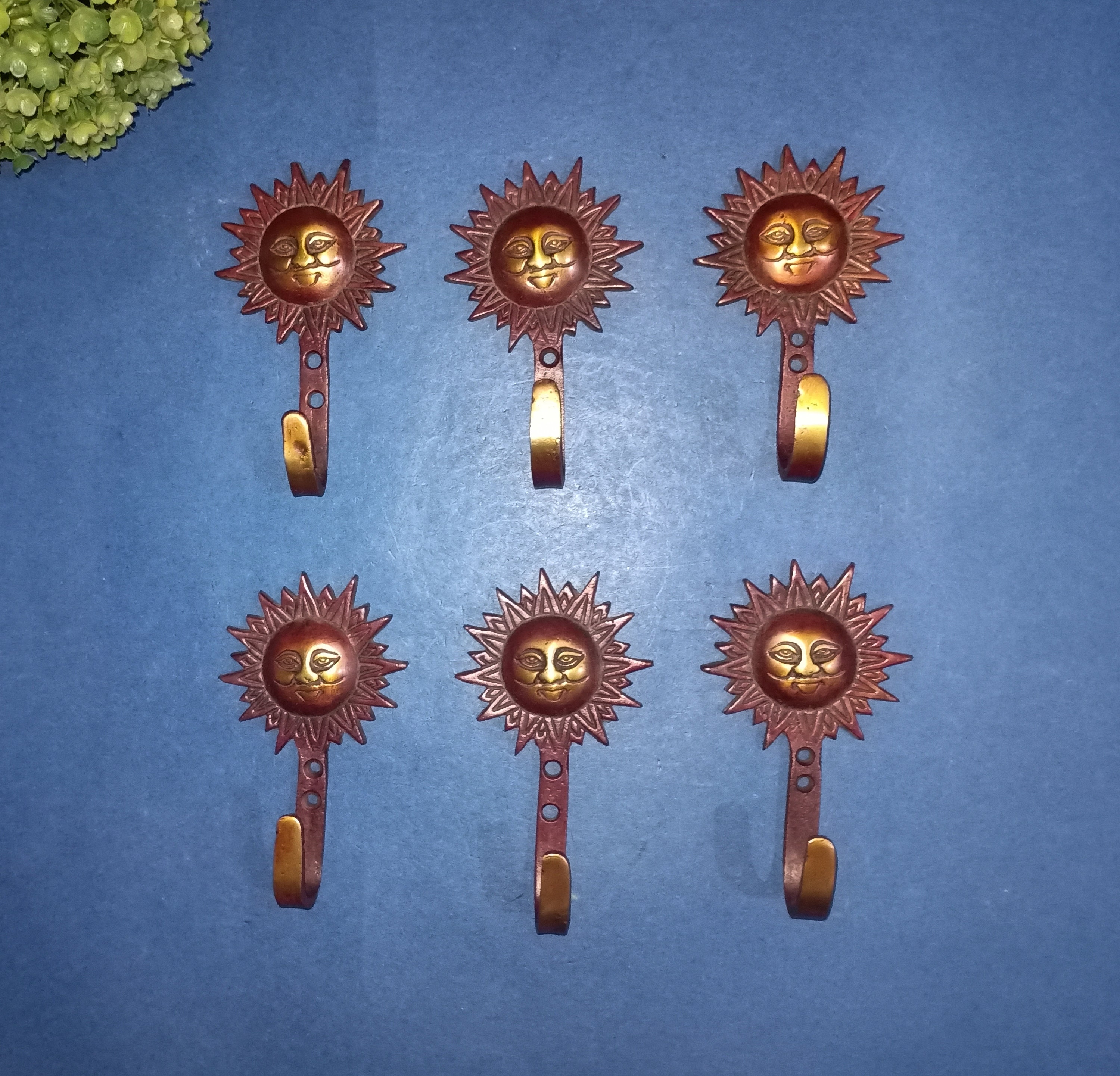 Smiley Face Door Mount Key Holder Brass Sunflower Face Wall - Etsy