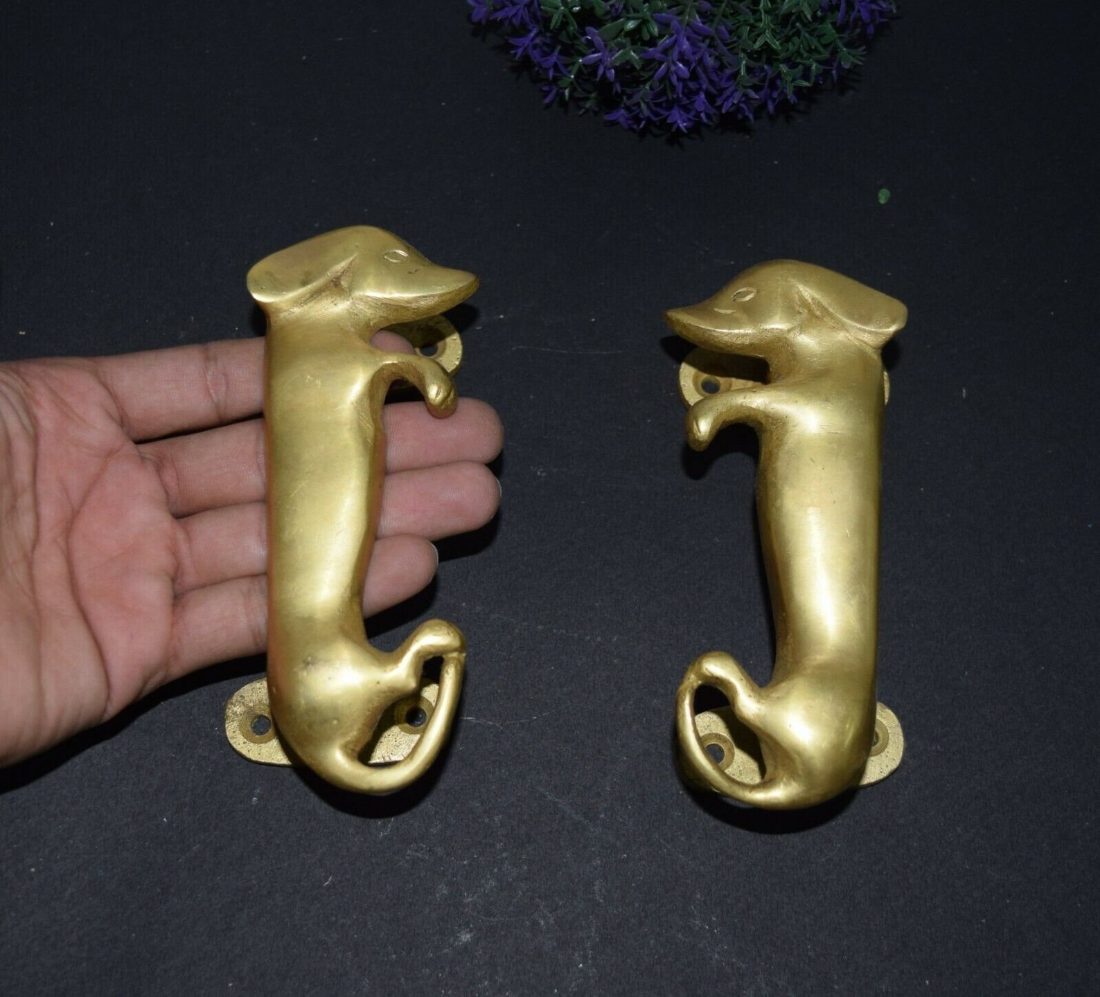 Pet Dog Door Pull Set | Brass Dachshund Door Handle | Cute Dog Room ...