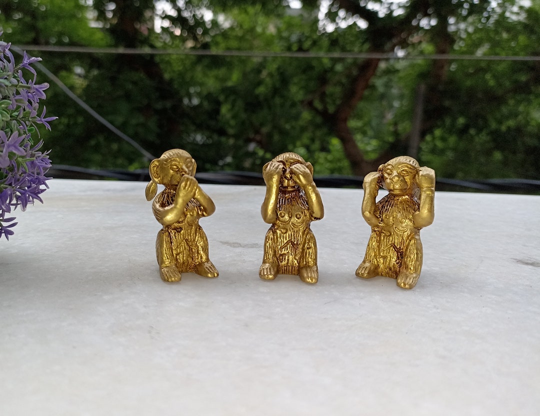 Monkey Idol Peace of Symbol Table Decor Brass Baby Gorilla Paperweight ...