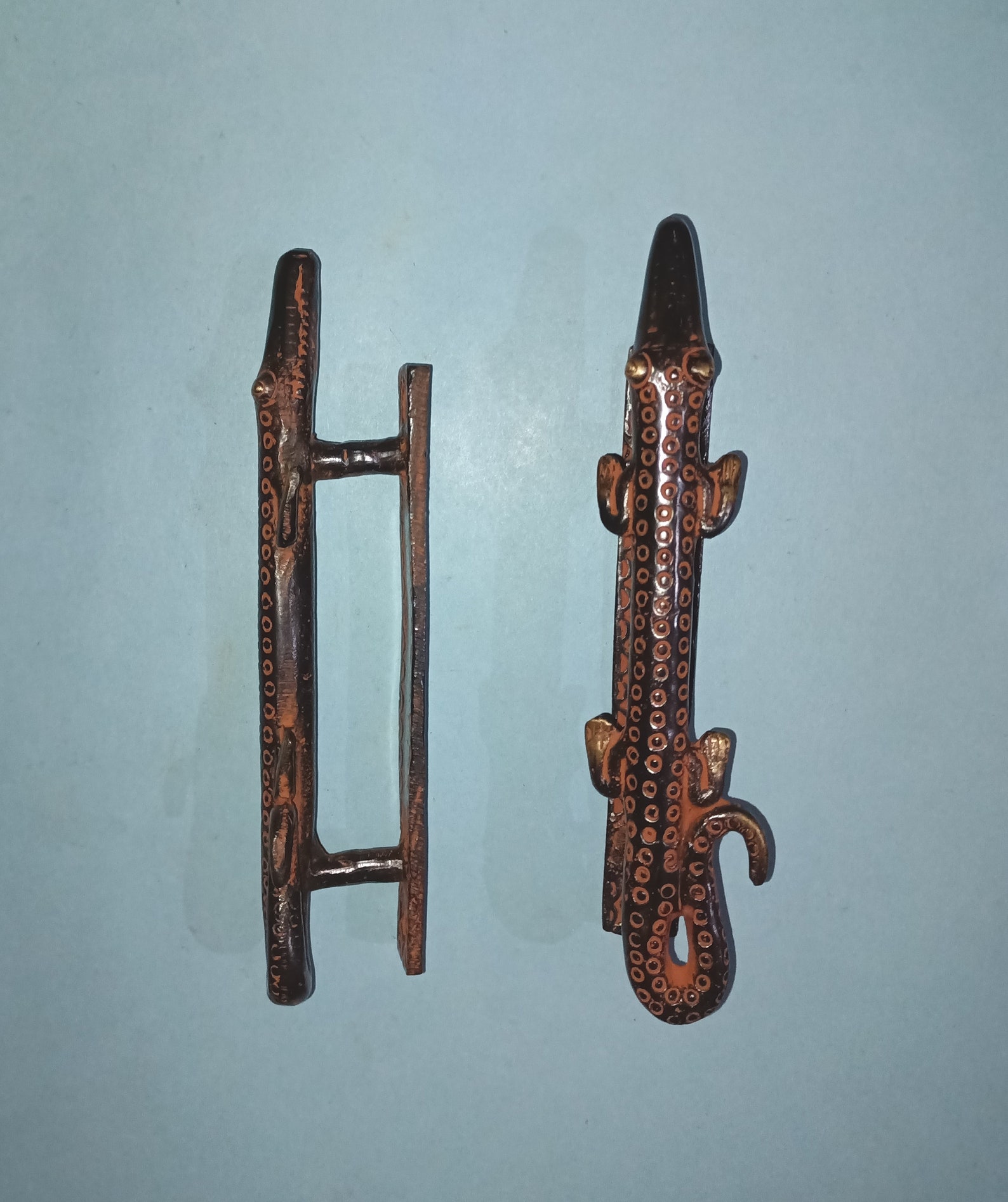 Aggressive Alligator Design Gate Pull Set Brass Crocodile - Etsy