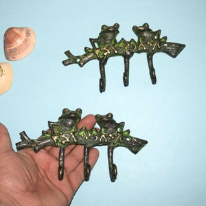 Amphibian Frog Buddies Hook | Brass Toad Frog Figure Wall Hooks ...