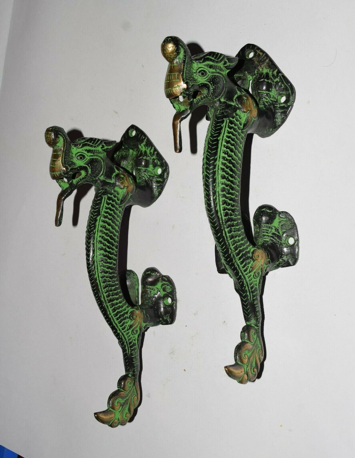 Flying Dragon Door Handle Pair | Brass Metal Drawer Pull | Draco Shape ...