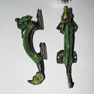 Flying Dragon Door Handle Pair | Brass Metal Drawer Pull | Draco Shape ...