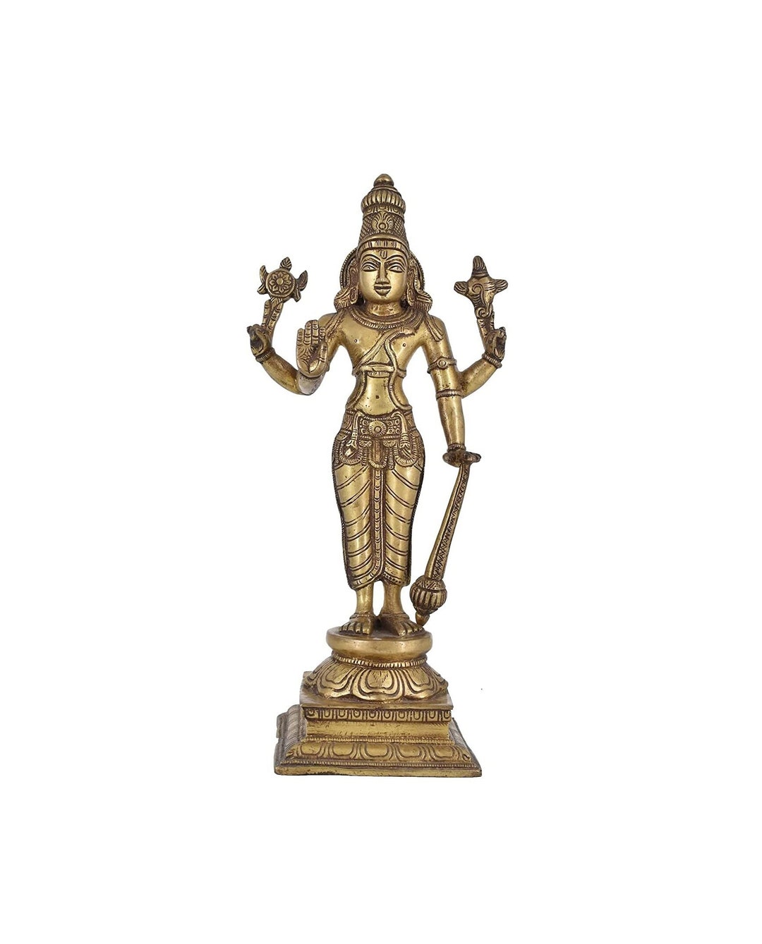 Brass Goddess Satyanarayan Murti Naman Vishnu Avatar Four Armed ...